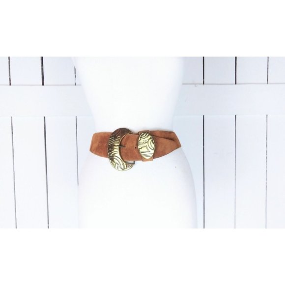 Accessories | Vintage Wide Boho Brown Suede Leather Brass Buckle Belt ...